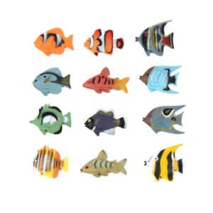 fun central 24 pieces - mini tropical fish party favor, fish figure for kids - assorted styles