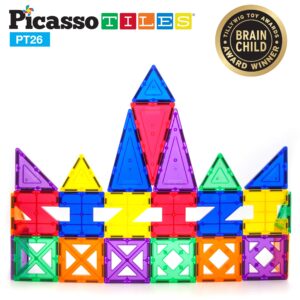 PicassoTiles Building Blocks Inspirational Kit 3D Building Construction Toys Clear Magnetic Stacking Set STEM Playboards Magnet Felt Tiles Novelty Games, Creativity Beyond Imagination