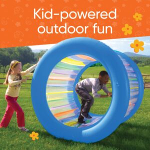 HearthSong Roll With It! Giant Inflatable Colorful Rolling Wheel for Active Outdoor Play, 45" Diam., Holds up to 200 Lbs.