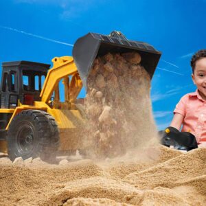 Top Race 6 Channel Full Functional Front Loader RC Remote Control Construction Toy Tractor Lights and Sounds 2.4Ghz Remote Control Tractor Toys Remote Control Bulldozer RC Construction Vehicles Boy