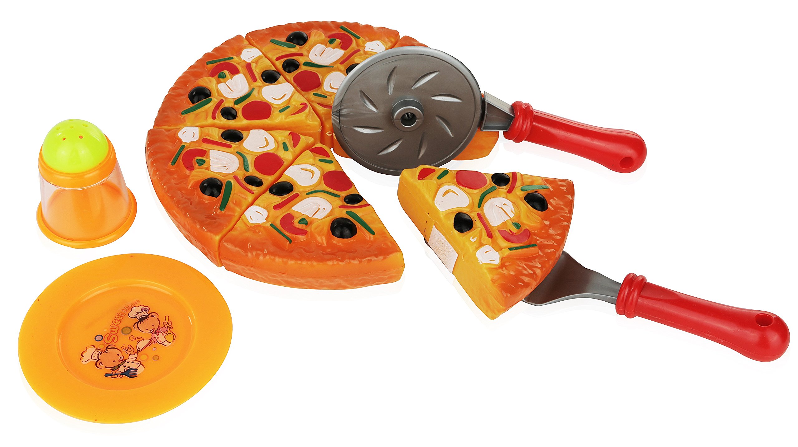 11 Piece Pizza Set for Kids; Play Food Toy Set; Great for a Pretend Pizza Party; Fast Food Cooking And Cutting Play Set Toy.