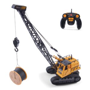 top race 12 channel rc remote control kids crane construction crane tractor with lights and sounds - remote control crane truck for boys and girls ages 3,4,5,6,7 and up