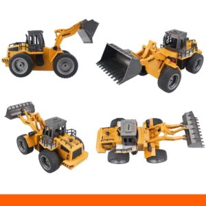 Top Race 6 Channel Full Functional Front Loader RC Remote Control Construction Toy Tractor Lights and Sounds 2.4Ghz Remote Control Tractor Toys Remote Control Bulldozer RC Construction Vehicles Boy