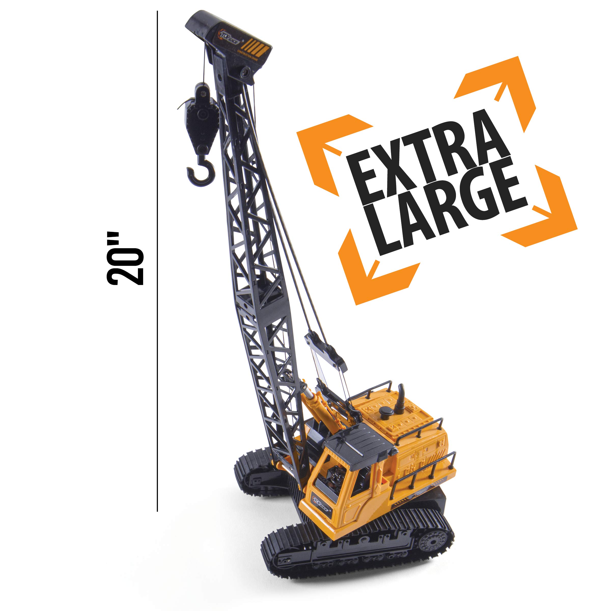 Top Race 12 Channel Rc Remote Control Kids Crane Construction Crane Tractor with Lights and Sounds - Remote Control Crane Truck for Boys and Girls Ages 3,4,5,6,7 and Up