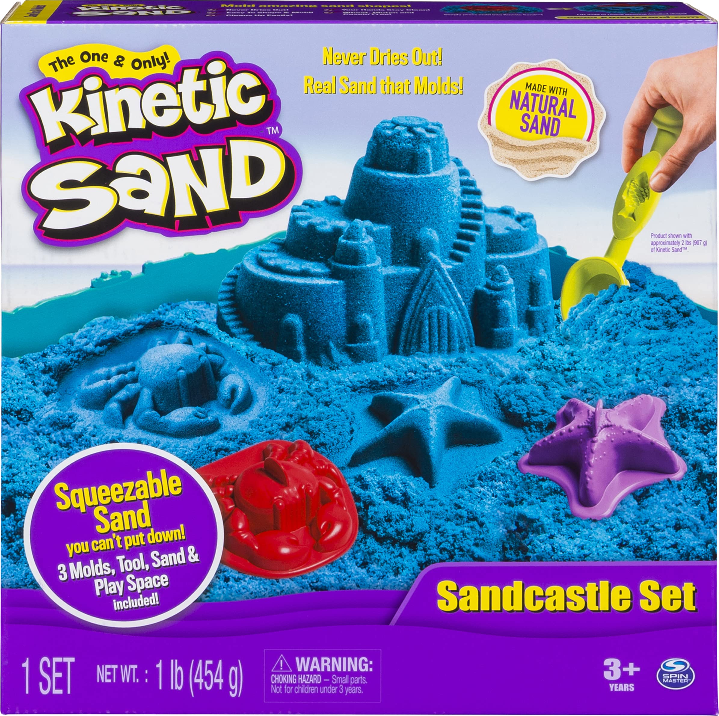 Kinetic Sand - Sandcastle Set with 1lb of Kinetic Sand and Tools and Molds (Color May Vary)