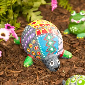 DIY Paint a Rock Pet Kit - Set of 6 (3 Frogs and 3 Turtles) - Includes Weather Resistant Paints and Paintbrush - 1.25'' - 5.75'' H