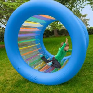 HearthSong Roll With It! Giant Inflatable Colorful Rolling Wheel for Active Outdoor Play, 45" Diam., Holds up to 200 Lbs.