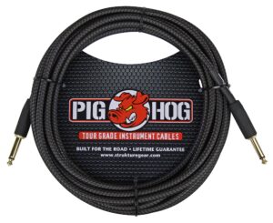 pig hog vintage serie instrumentenkabel, black woven, 6m/20ft, 6.35 (1/4”) auf 6.35 (1/4”), hochwertige qualität, gewebt