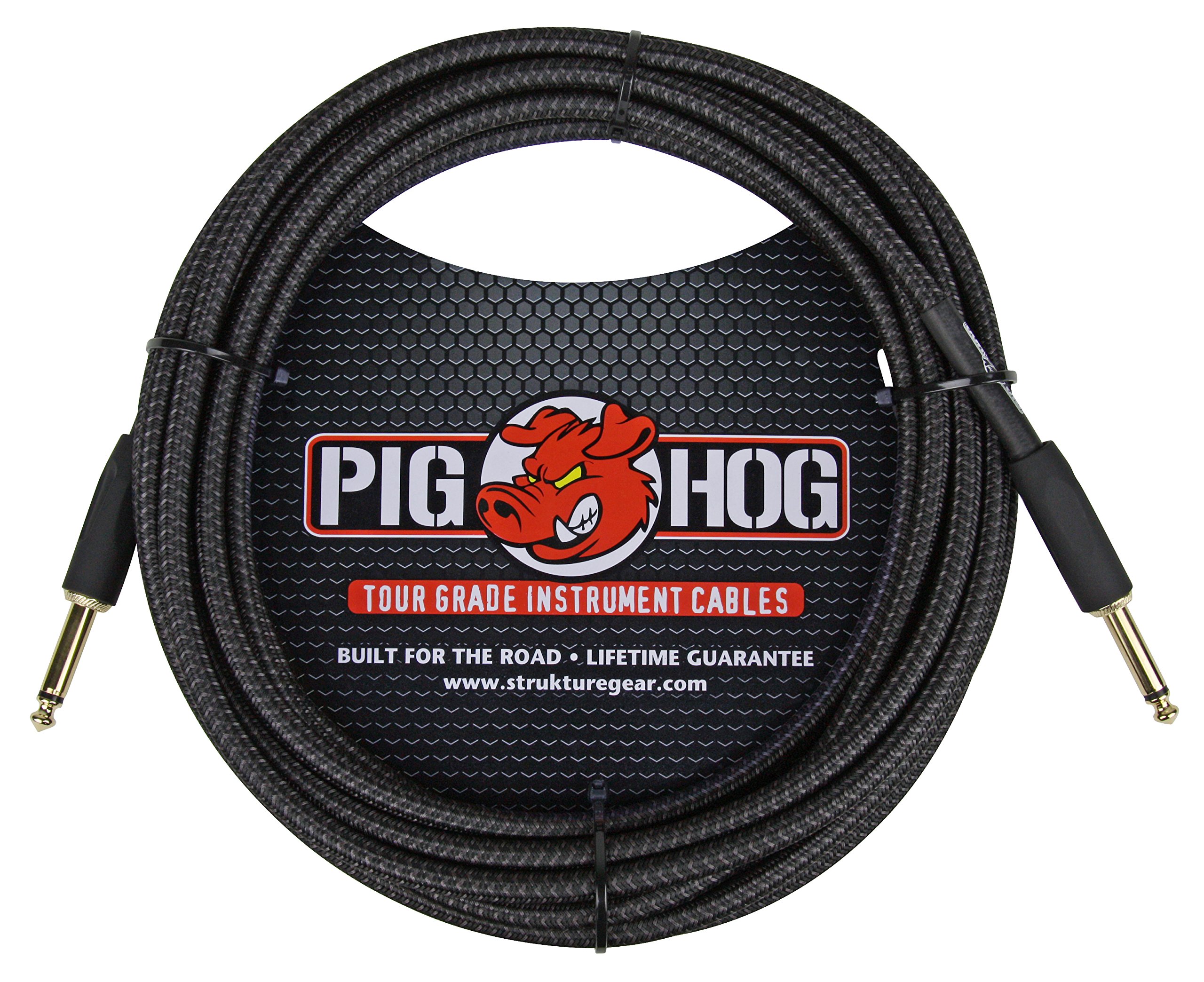 Pig Hog Vintage Serie Instrumentenkabel, Black Woven, 6m/20ft, 6.35 (1/4”) auf 6.35 (1/4”), Hochwertige Qualität, Gewebt