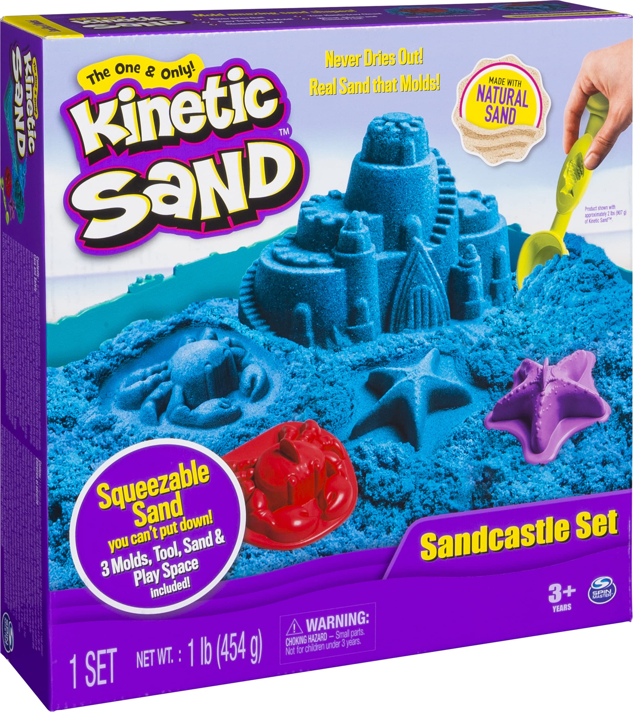 Kinetic Sand - Sandcastle Set with 1lb of Kinetic Sand and Tools and Molds (Color May Vary)