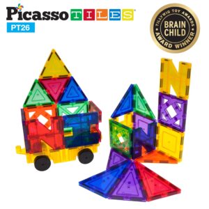 PicassoTiles Building Blocks Inspirational Kit 3D Building Construction Toys Clear Magnetic Stacking Set STEM Playboards Magnet Felt Tiles Novelty Games, Creativity Beyond Imagination