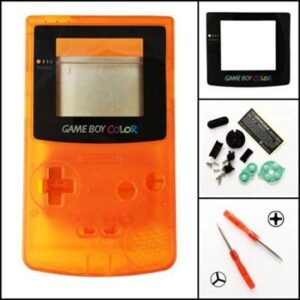 Replacement Full Housing Shell Case Cover Pack with Buttons Screwdrivers for Game Boy Color GBC Repair Part-Clear Orange