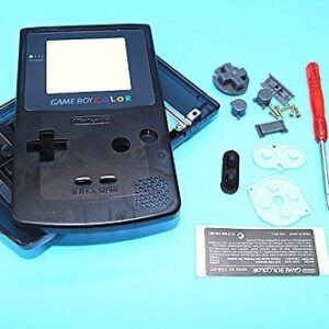 Replacement Full Housing Shell Case Cover Pack with Buttons Screwdrivers for Game Boy Color GBC Repair Part-Clear Black