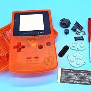 Replacement Full Housing Shell Case Cover Pack with Buttons Screwdrivers for Game Boy Color GBC Repair Part-Clear Orange