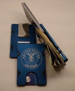 helm u.s. air force rfid protected aluminum wallet & credit card holder, blue