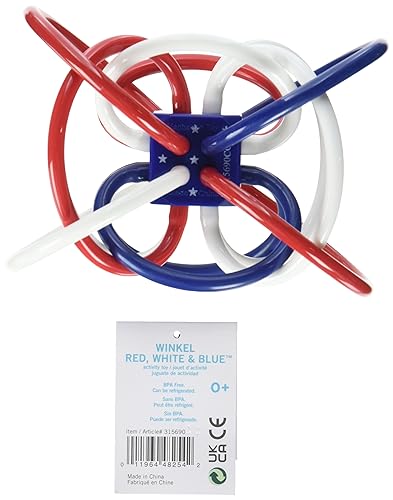 Manhattan Toy Red, White, and Blue Winkel Rattle and Teether Baby Toy