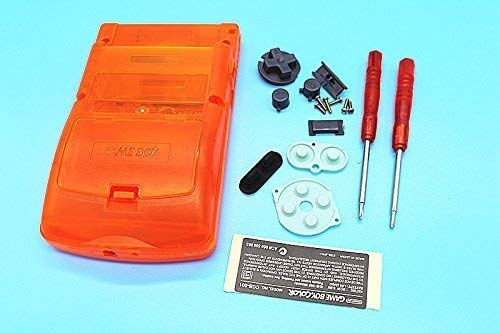 Replacement Full Housing Shell Case Cover Pack with Buttons Screwdrivers for Game Boy Color GBC Repair Part-Clear Orange