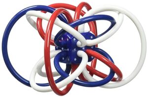 manhattan toy red, white, and blue winkel rattle and teether baby toy