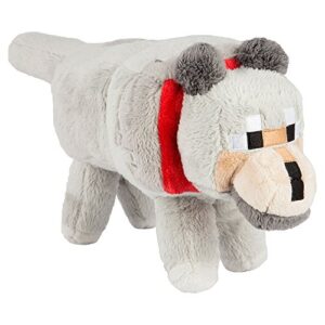 jinx minecraft wolf plush stuffed toy, gray, 15" long