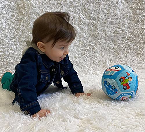 HABA 5.5" Baby Ball Vehicles Tummy Time and Sensory Play Favorite to Encourage Crawling and Gross Motor Skills for Babies 6 Months and Up