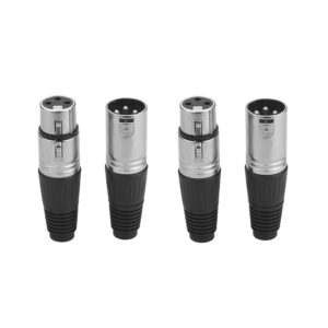 eightnoo 2 male + 2 female 3 pin xlr solder type microphone line plug connector mic audio socket (pack of 4)