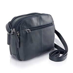 visconti 18939 womens small leather shoulder/crossbody bag (navy)