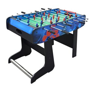 hathaway gladiator 48" folding foosball table, arcade table soccer for game rooms, includes foosballs, blue/black