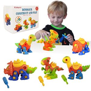 Kidtastic Dinosaur Toys, 106 pcs Take Apart Stem Learning Toys with Screwdriver, Ages 3-6 Year Kids Birthday Gift, Fun Construction for Boys and Girls - Build a Dinosaur, 3 yr Old Toddler Toys