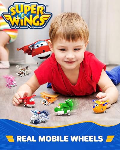 Super Wings Toys, Transformer Toys 2 Inch, Airplane Toy for Kids 3-5 Years Old, 15 Packs Transforming Jet Playset, Real Mobile Wheels, Birthday Party Supplies for Preschool Boys and Girls