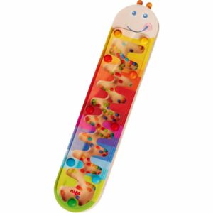 haba rainmaker wormy - wooden rainbow music shaker maze for ages 2 and up