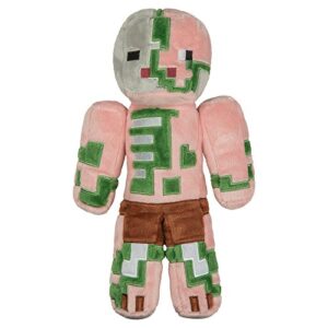 jinx minecraft zombie pigman plush stuffed toy, multi-colored, 12" tall, with display box