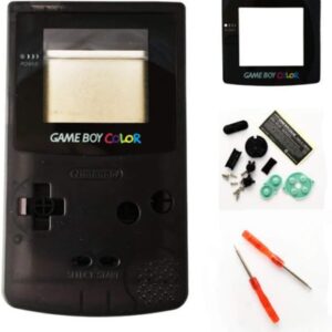 Replacement Full Housing Shell Case Cover Pack with Buttons Screwdrivers for Game Boy Color GBC Repair Part-Clear Black