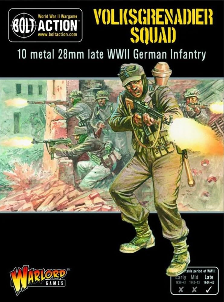 Bolt Action Warlord Games, World War II German Volksgrenadier Squad Wargaming Miniatures