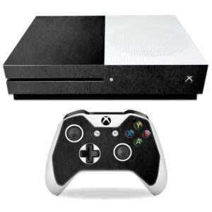 mightyskins skin compatible with microsoft xbox one s - black leather | protective, durable, and unique vinyl decal wrap cover | easy to apply, remove, and change styles | made in the usa