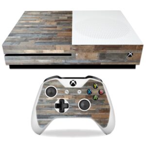 mightyskins skin compatible with microsoft xbox one s - gray wood | protective, durable, and unique vinyl decal wrap cover | easy to apply, remove, and change styles | made in the usa