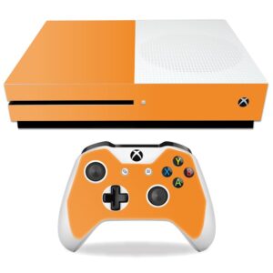 mightyskins skin compatible with microsoft xbox one s - solid orange | protective, durable, and unique vinyl decal wrap cover | easy to apply, remove, and change styles | made in the usa