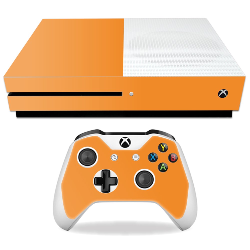 MightySkins Skin Compatible with Microsoft Xbox One S - Solid Orange | Protective, Durable, and Unique Vinyl Decal wrap Cover | Easy to Apply, Remove, and Change Styles | Made in The USA