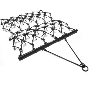 titan attachments heavy duty drag harrow 4.5 ft x 5 ft leveling grading steel mesh, 3/8in tines, tow behind agricultural-style drag