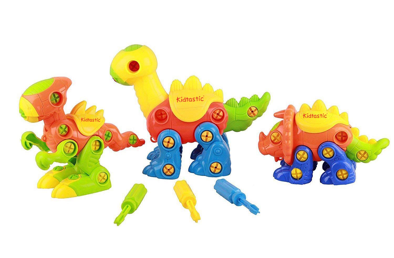 Kidtastic Dinosaur Toys, 106 pcs Take Apart Stem Learning Toys with Screwdriver, Ages 3-6 Year Kids Birthday Gift, Fun Construction for Boys and Girls - Build a Dinosaur, 3 yr Old Toddler Toys