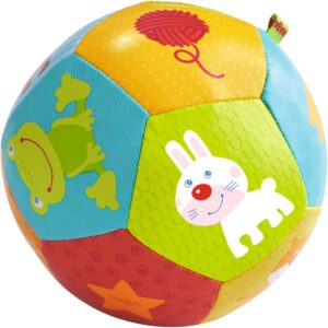 haba 4.5" baby ball animal friends tummy time and sensory play favorite to encourage crawling and gross motor skills for babies 6 months and up