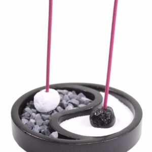 W Tabletop Taiji Yin Yang Zen Garden Sand Rock Candle Incense Burner Home Decor