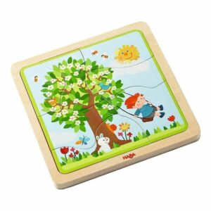 haba wooden puzzle my time of year with four layers - one for each season - 22 pieces in all - ages 3 and up