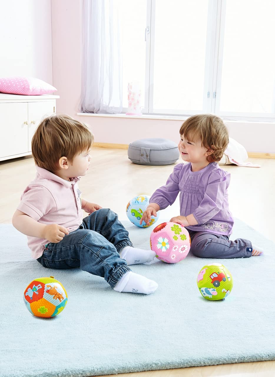 HABA 5.5" Baby Ball Vehicles Tummy Time and Sensory Play Favorite to Encourage Crawling and Gross Motor Skills for Babies 6 Months and Up