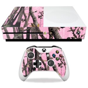 mightyskins skin compatible with microsoft xbox one s - pink tree camo | protective, durable, and unique vinyl decal wrap cover | easy to apply, remove, and change styles | made in the usa