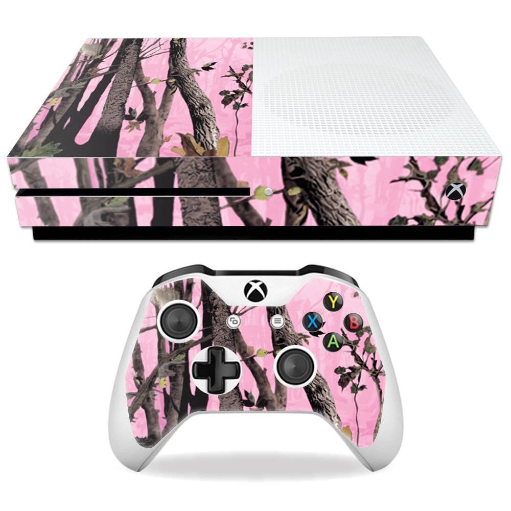 MightySkins Skin Compatible with Microsoft Xbox One S - Pink Tree Camo | Protective, Durable, and Unique Vinyl Decal wrap Cover | Easy to Apply, Remove, and Change Styles | Made in The USA