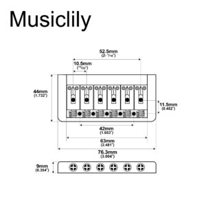 Musiclily 52.5mm Fixed Hardtail Bridge Non-tremolo Electric Guitar Bridge for 6 String Fender Strat Stratocaster Tele Telecaster Guitar Replacement,Chrome