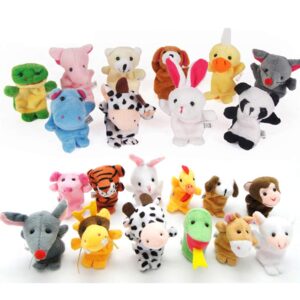 22 pcs plush animals finger puppet toys - mini plush figures toy assortment for kids, soft hands finger puppets game for autistic children, great family parents talking story set