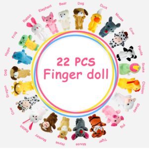 22 pcs Plush Animals Finger Puppet Toys - Mini Plush Figures Toy Assortment for Kids, Soft Hands Finger Puppets Game for Autistic Children, Great Family Parents Talking Story Set