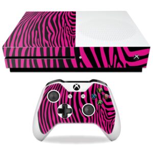 mightyskins skin compatible with microsoft xbox one s - pink zebra | protective, durable, and unique vinyl decal wrap cover | easy to apply, remove, and change styles | made in the usa