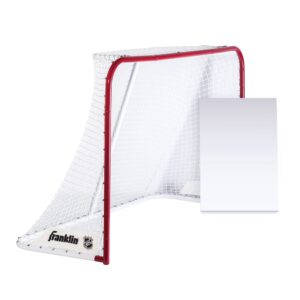 franklin sports nhl street hockey goal - quikset official size regulation steel street + roller hockey net set with shooting board - 72" x 48"